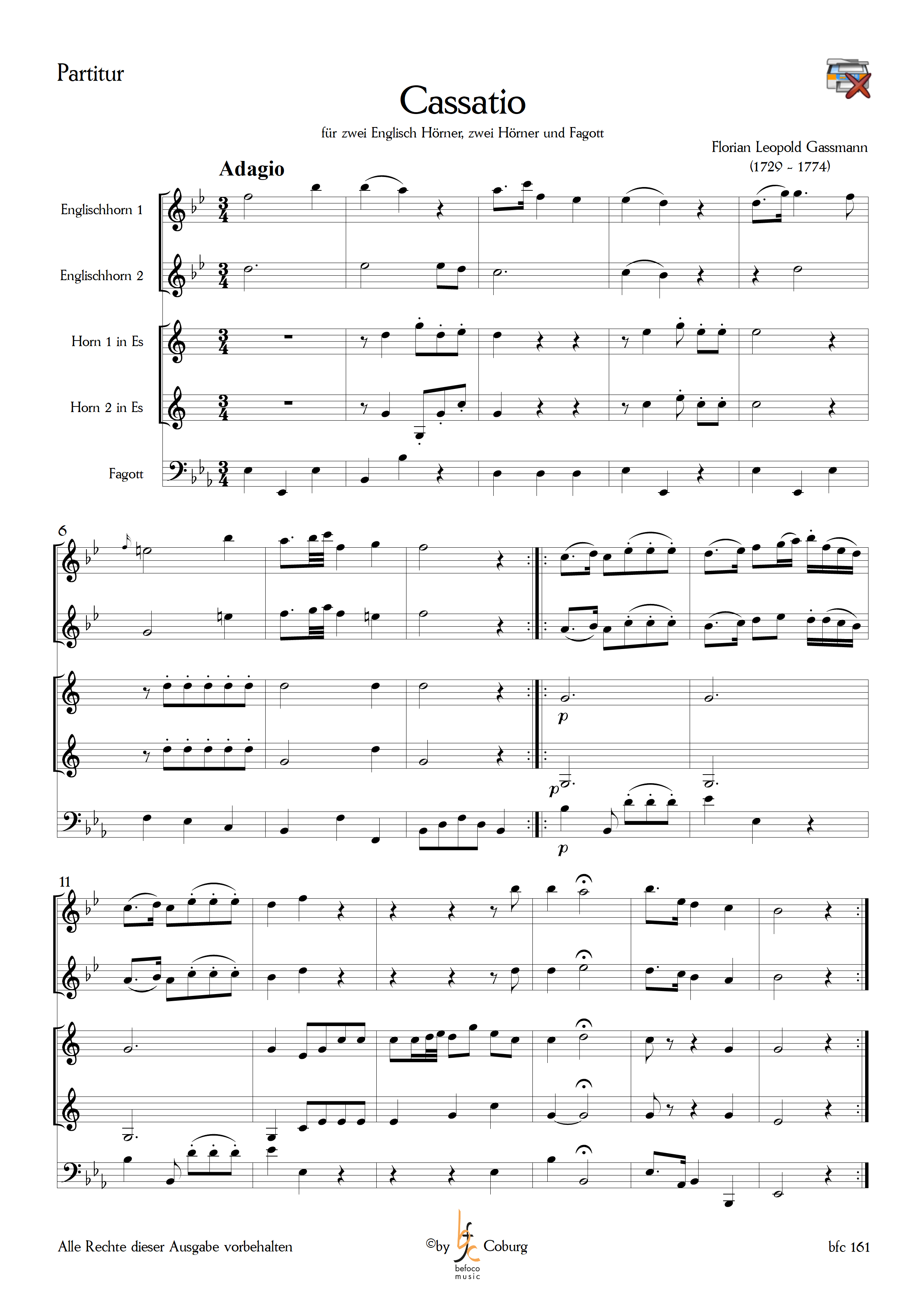 befoco music - Gassmann, Florian Leopold - Cassation